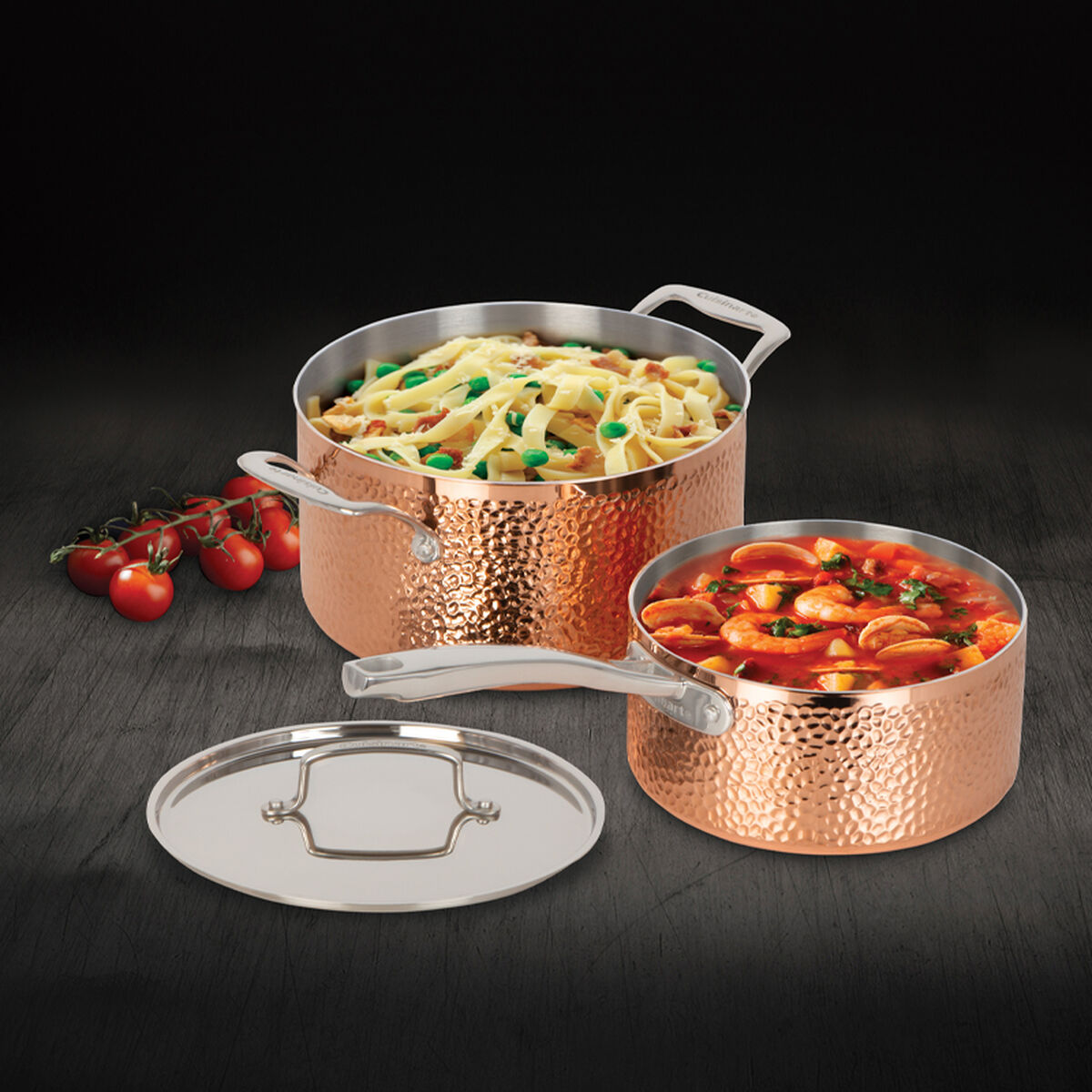 8-Piece Copper Hand Hammered Stainless Steel Cookware Set