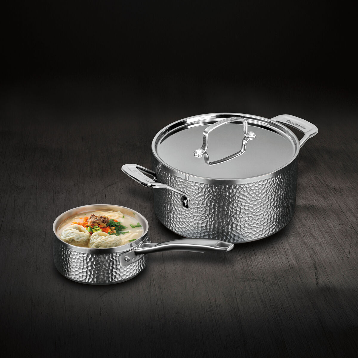 12-Piece Five-Ply Hand-Hammered Stainless Steel Cookware Set